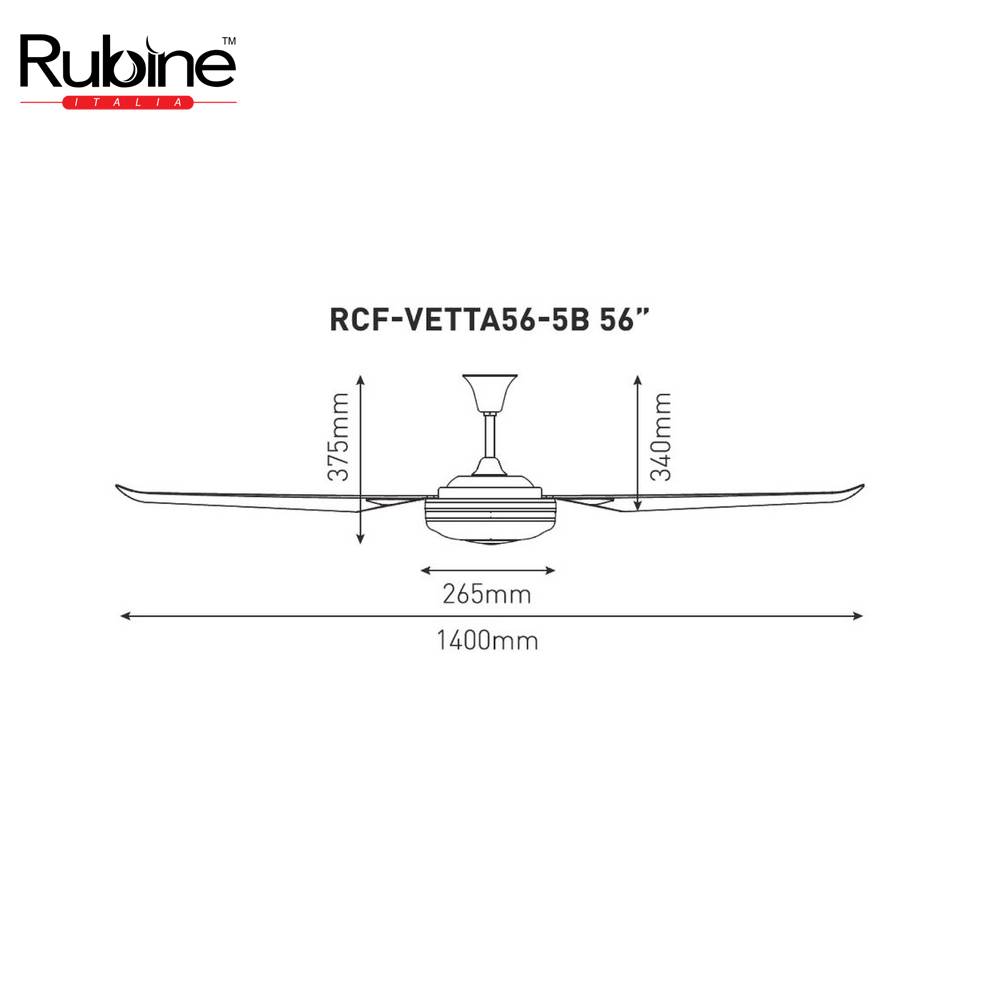 [2 pcs] Rcf-Vetta 56-5B-GM Rubine Ceiling Fan