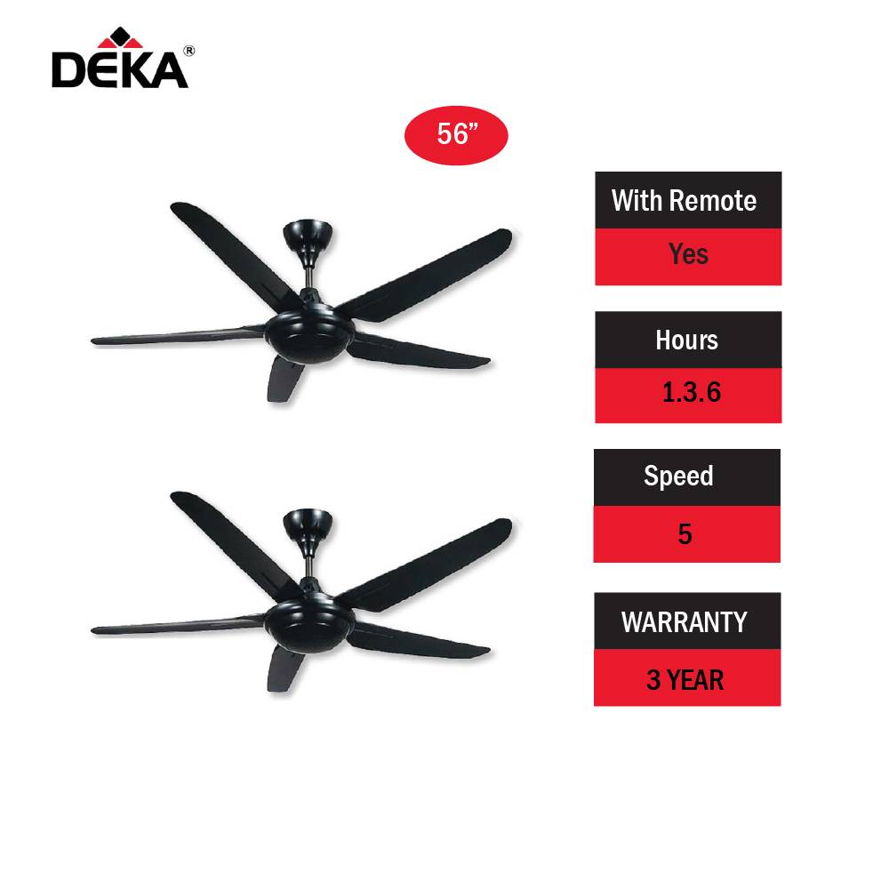 [ 2pcs ] Deka 56" Decorative Ceiling Fan E9S (BK)