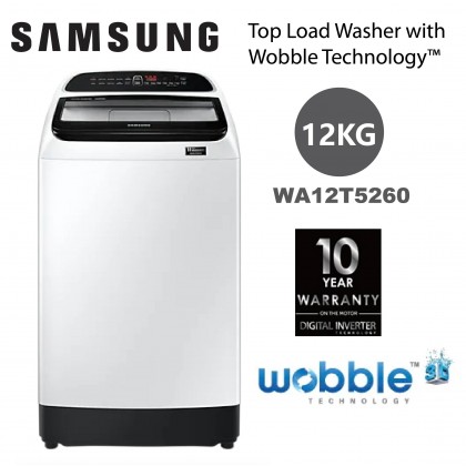 Samsung WA12T5260BW 12KG Top Load Washer with Wobble Technology Washing ...