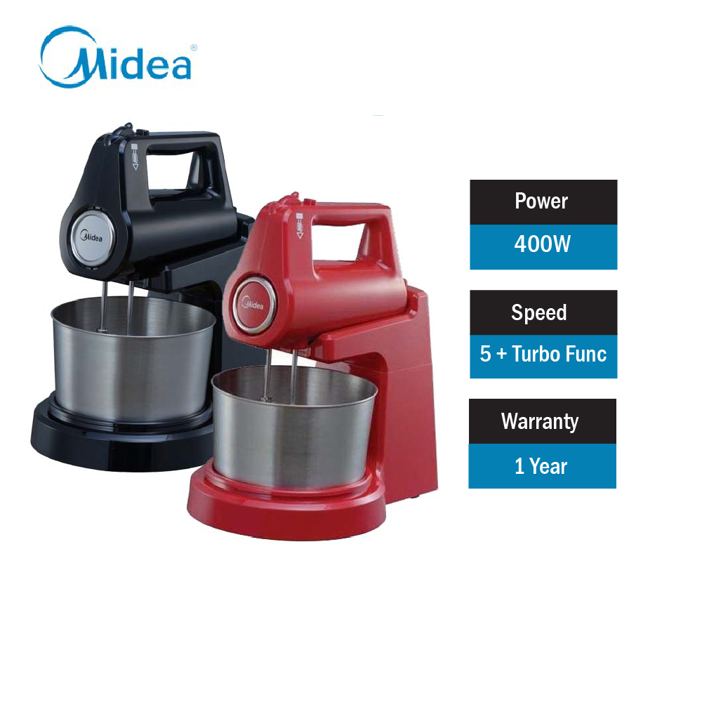 Midea SM0293 Black/Red 400W Stand Mixer